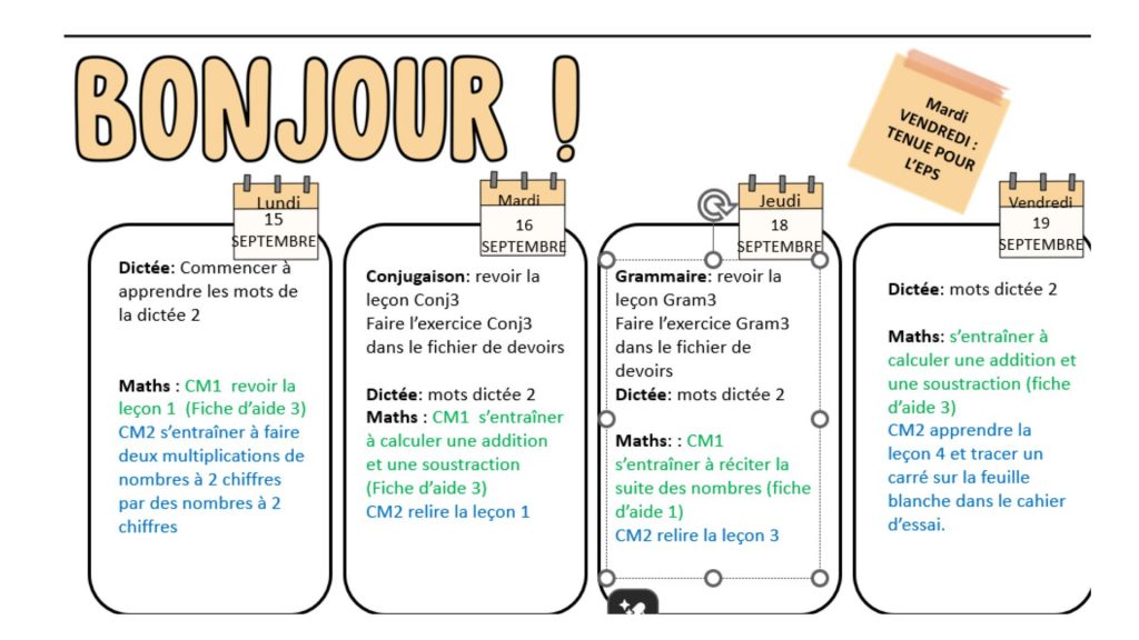 Devoirs semaine 15 sept – Blog du RPI Bernac-Montjean