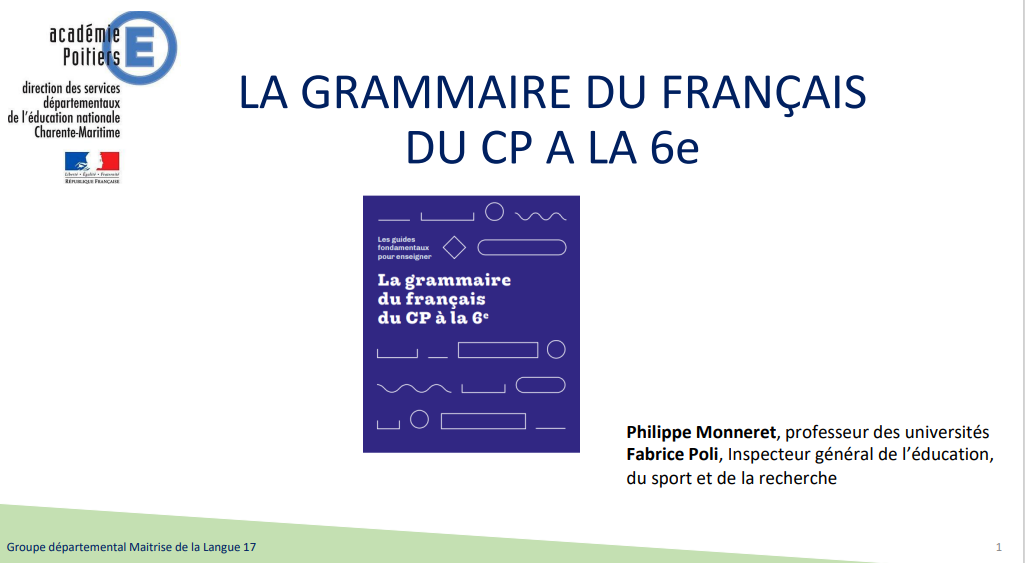 La grammaire du français du CP à la 6ème | Circonscription de Saint ...