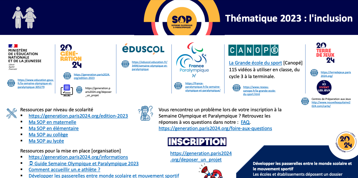 Les infos SOP 2023 en un clic ! – GENERATION 2024 – ACADEMIE de POITIERS