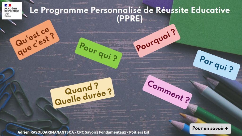 Mettre en oeuvre un PPRE – Circonscription Poitiers Est